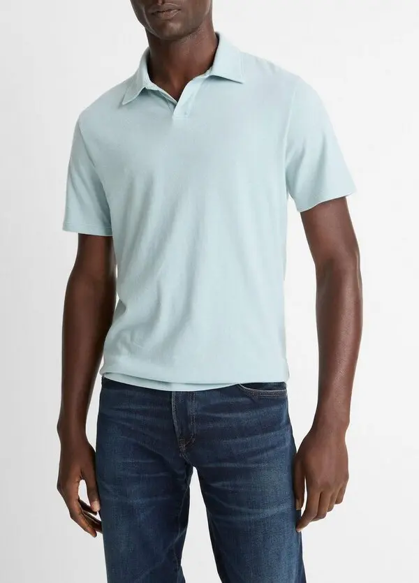 Vince Cotton Johnny-collar Polo Shirt - Dark Cascade