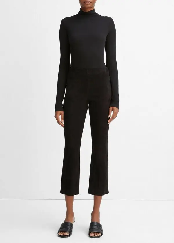 Vince Stretch-suede Cropped Flare Leggings