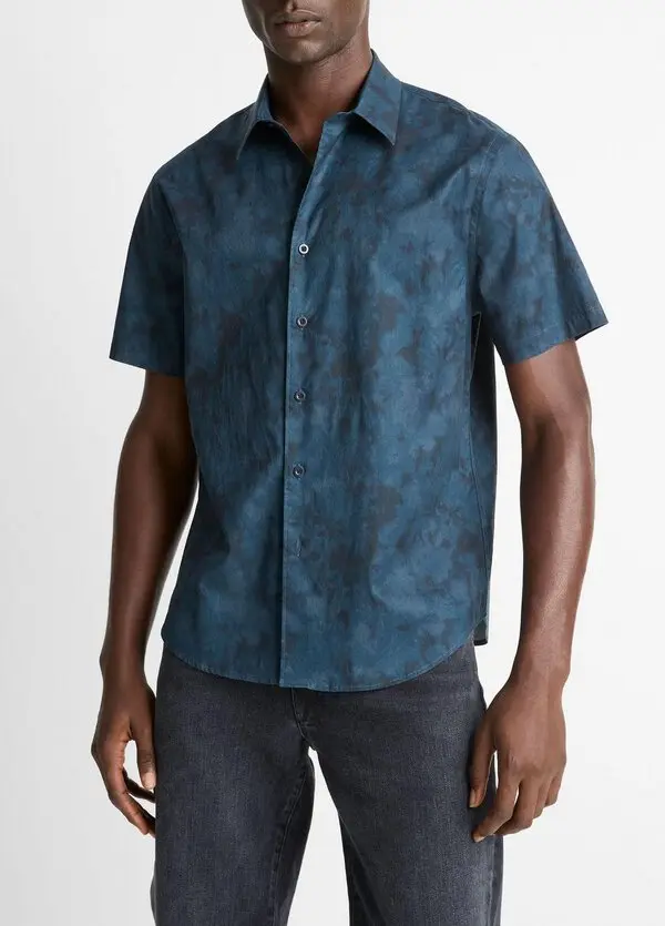 Vince Dyed Camouflage Cotton Short-sleeve Button-front Shirt