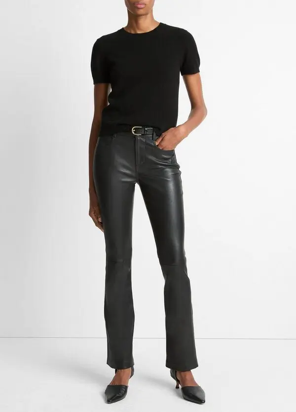 Vince Stretch Leather Boot-cut Pants