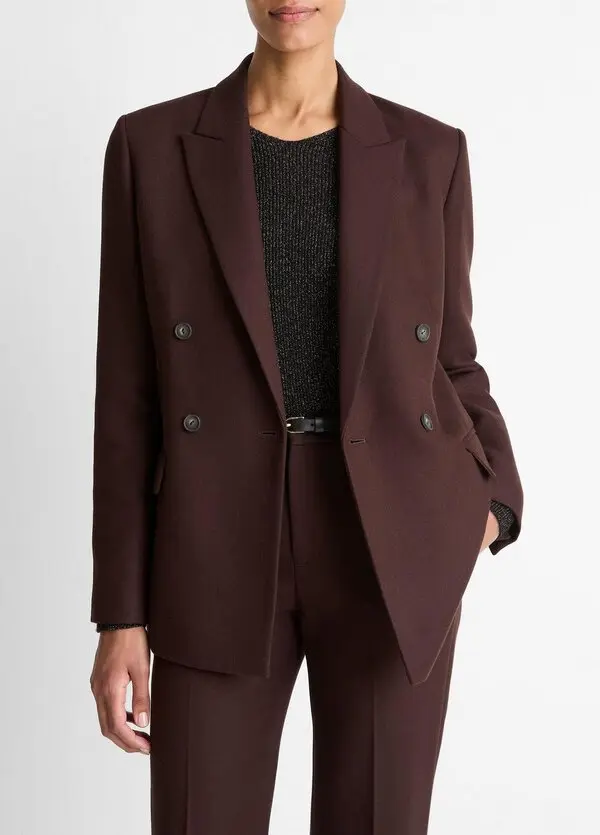 Vince Sculptural Tailored Double-breasted Blazer - Black Grape