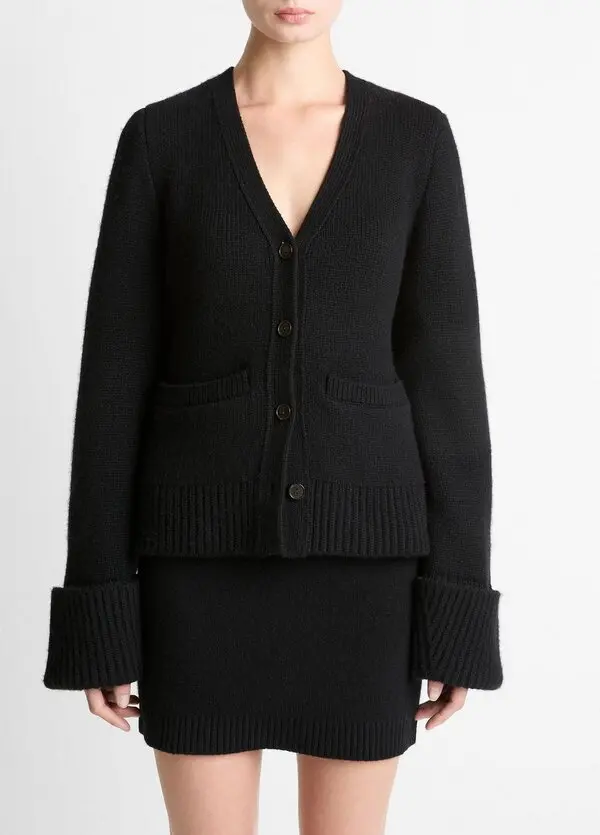 Vince Double-face Wool & Cashmere Blend Cardigan - Black