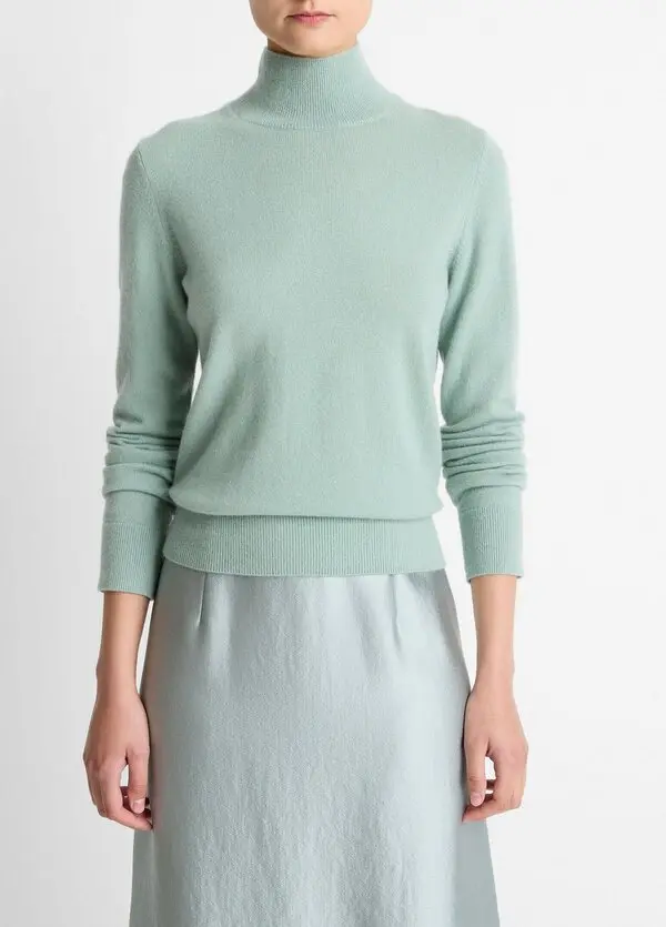 Vince Cashmere Turtleneck Sweater - Aloe Stone