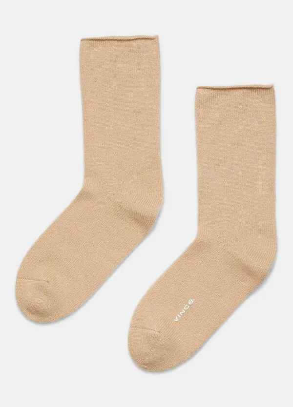 Vince Cashmere Jersey Short Sock - Camel