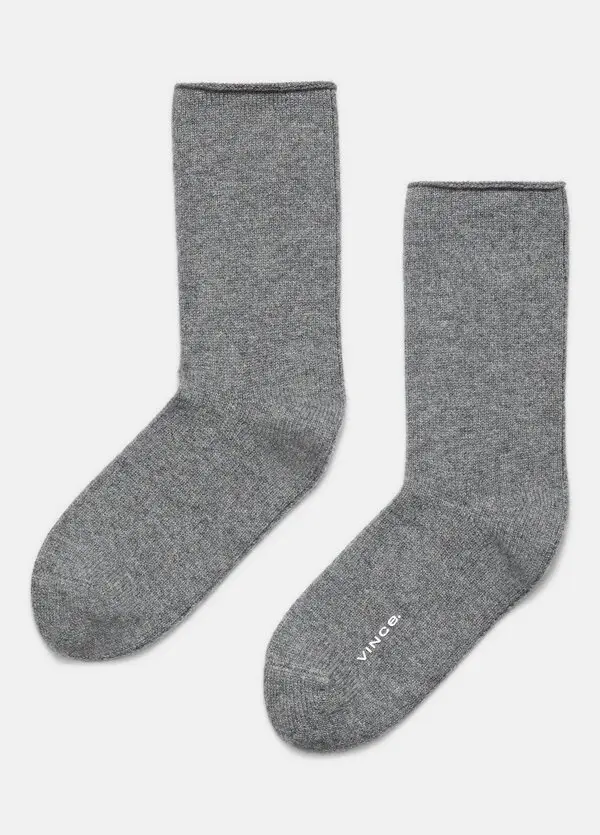 Vince Cashmere Jersey Short Sock - Medium Heather Grey