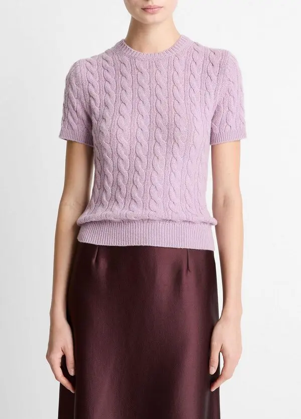 Vince Cable Knit Wool & Cashmere-blend Short-sleeve Sweater - Amethyst