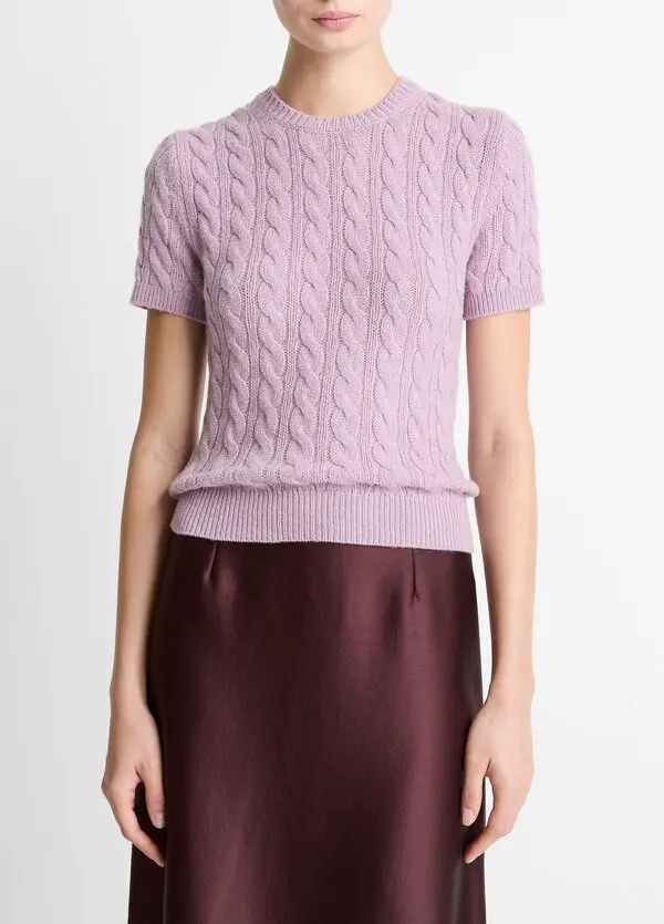 Vince Cable Knit Wool & Cashmere-blend Short-sleeve Sweater - Amethyst