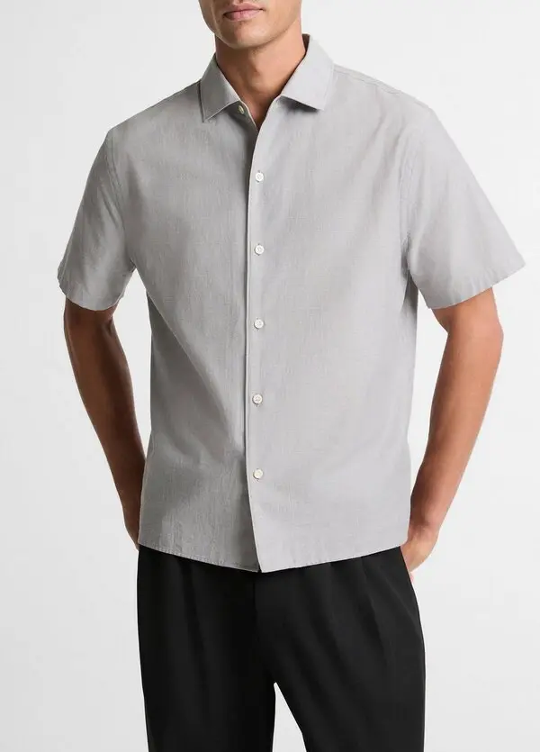 Vince Cotton Short-sleeve Button-front Shirt - Jet