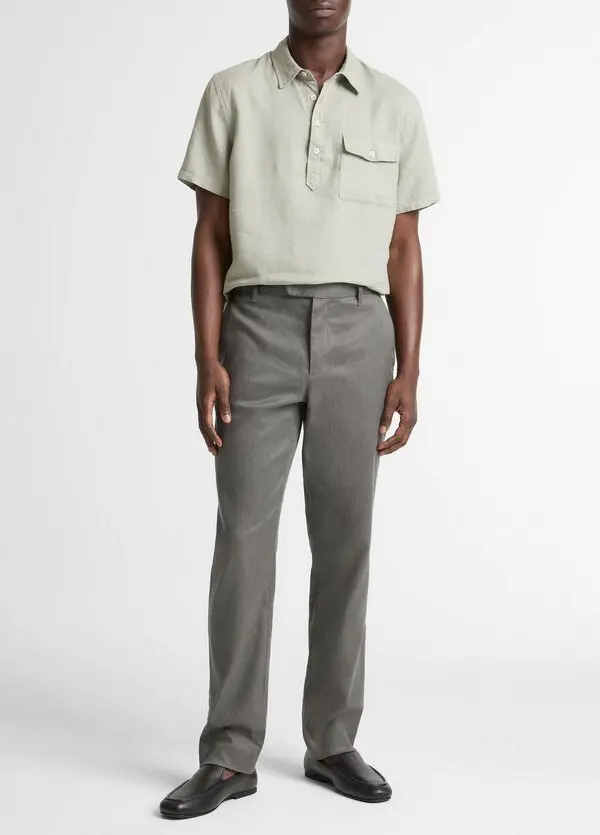 Vince Owen Athletic Linen-cotton Extended-tab Pant - Slate