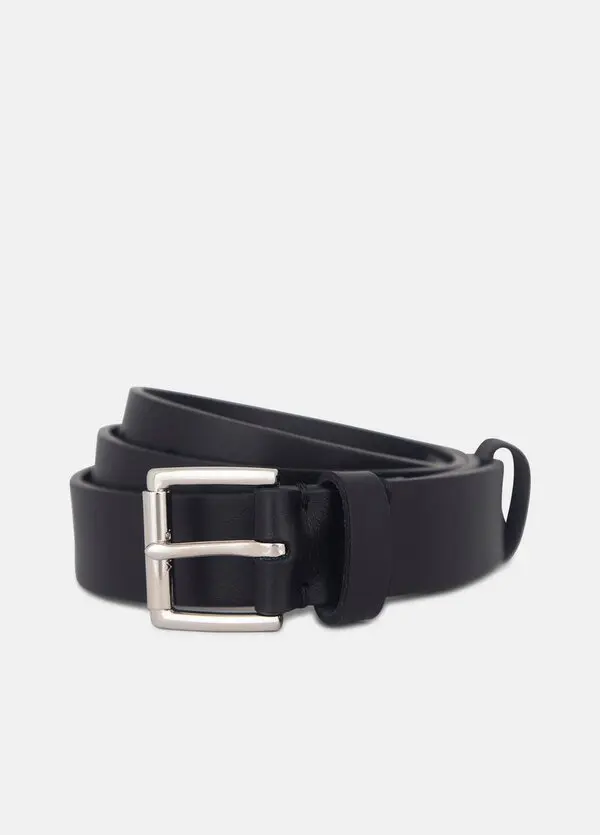 Vince 30mm Leather Double-loop Belt - Black/palladium