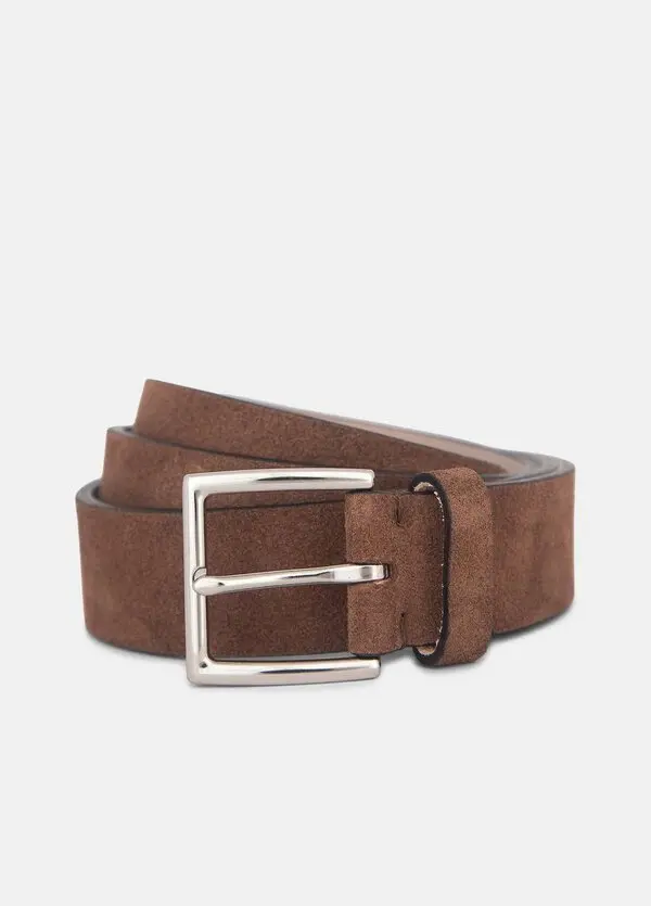 Vince 35mm Suede Belt - Chocolate/palladium