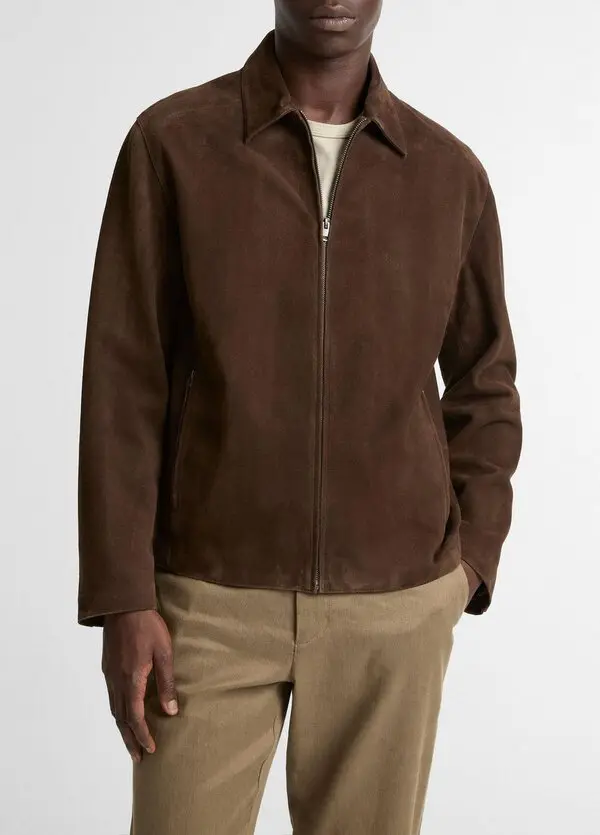 Vince Suede Zip-up Moto Jacket