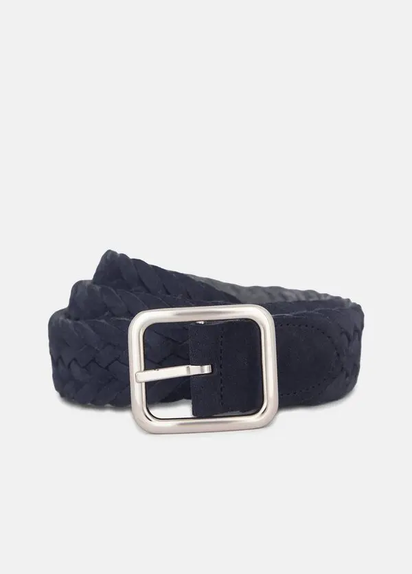 Vince 35mm Woven Suede Belt - Coastal Blue/grey Palladi