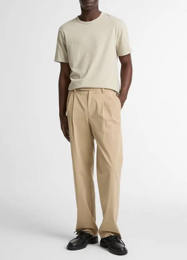 Vince Louie Relaxed Stretch-cotton Double-pleated Trousers - Teak
