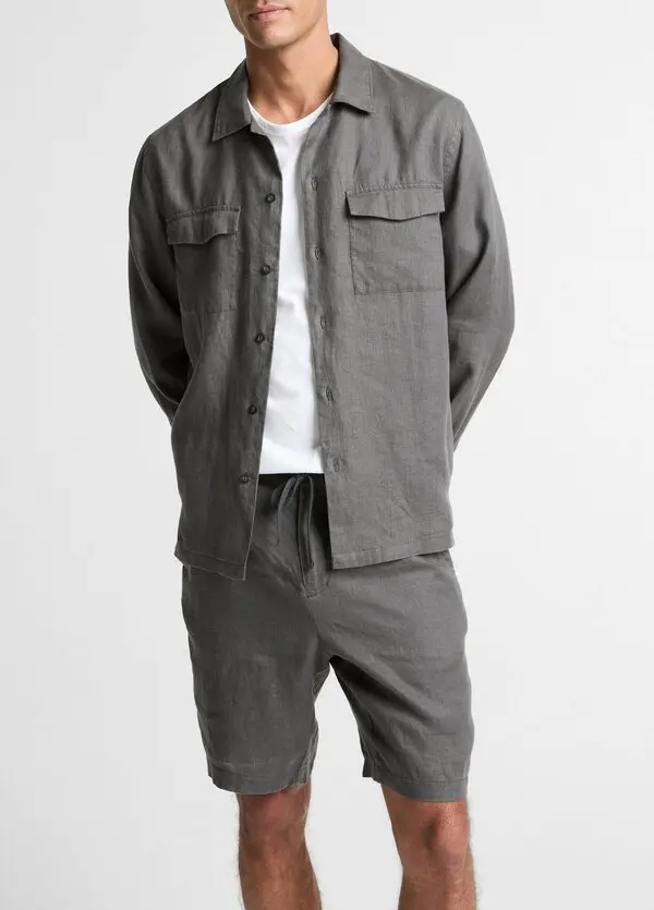 Vince Linen Garage Shirt - Slate