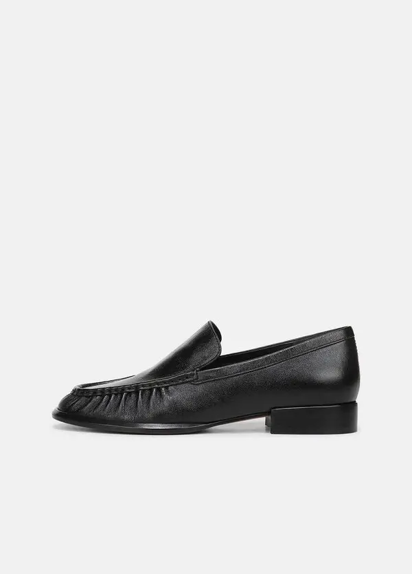 Vince Nora Leather Loafers With Ruched Detailing - Black