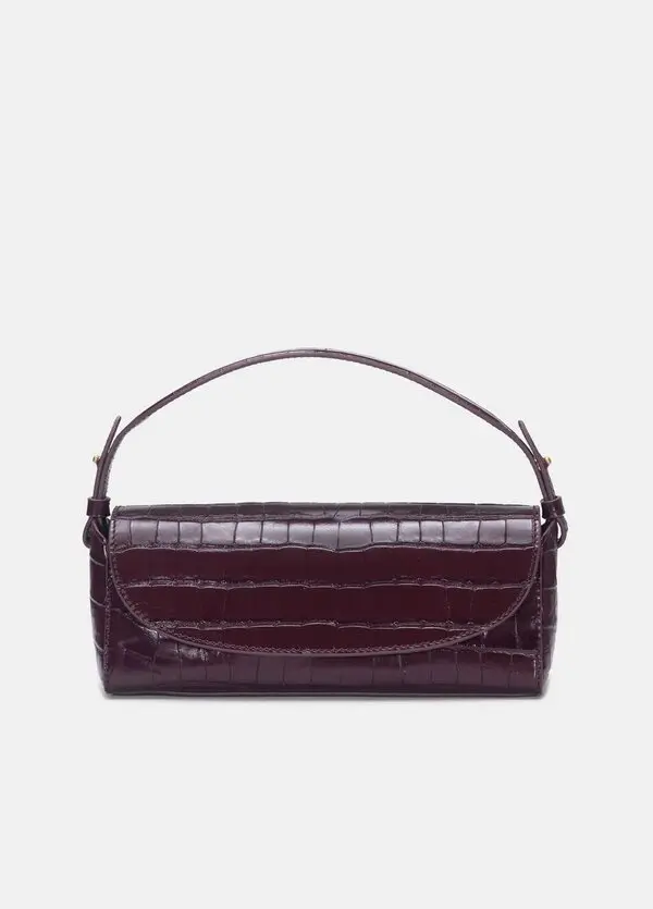 Vince Sabrina Croc-embossed Leather Mini Top-handle Bag - Bordeaux