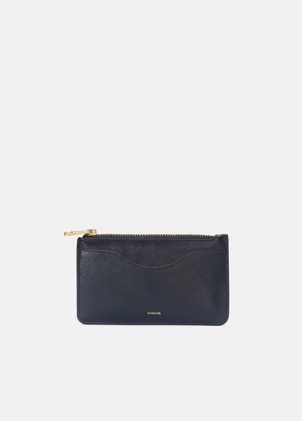 Vince Leather Zip-top Card Case - Black