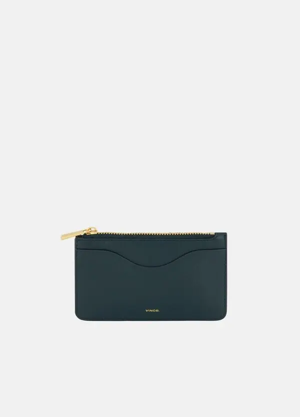 Vince Leather Zip-top Card Case - Herba