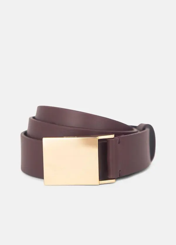 Vince 30mm Plaque Leather Belt - Fig