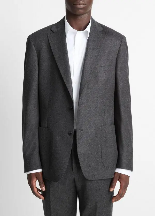 Vince Wool-silk Flannel Relaxed Sport Coat - Charcoal