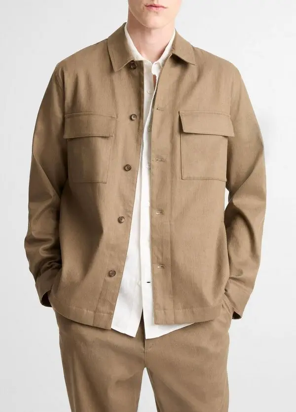 Vince Italian Linen-cotton Chore Coat - Kalamata