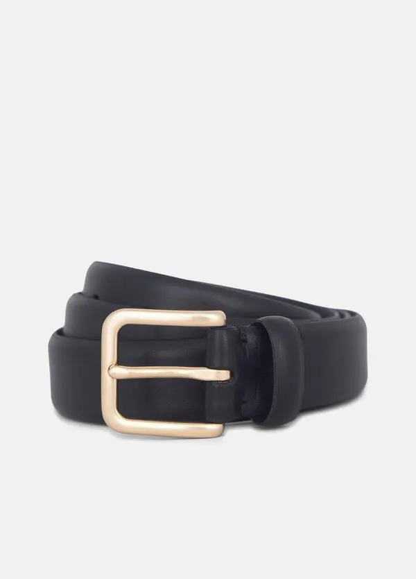 Vince 30mm Leather Belt With Antique Brass Buckle - Black/antique Brass