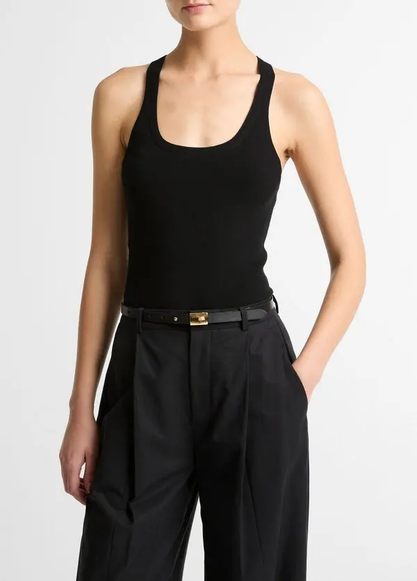 Vince Milano-stitch Scoop-neck Sweater Tank - Black
