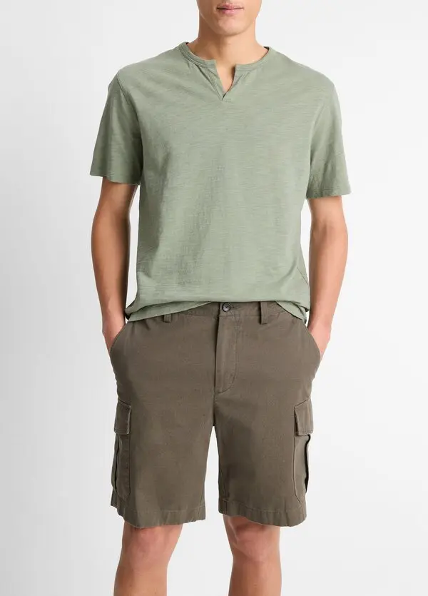 Vince Slub Cotton Split-neck T-shirt - Broad Leaf