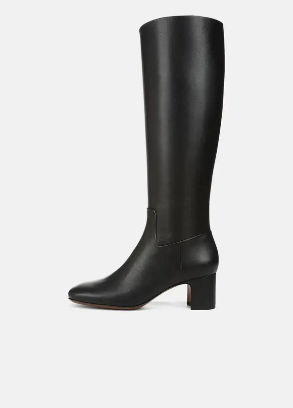 Vince Kellen Leather Wide-calf Knee High Block Heel Boots - Black