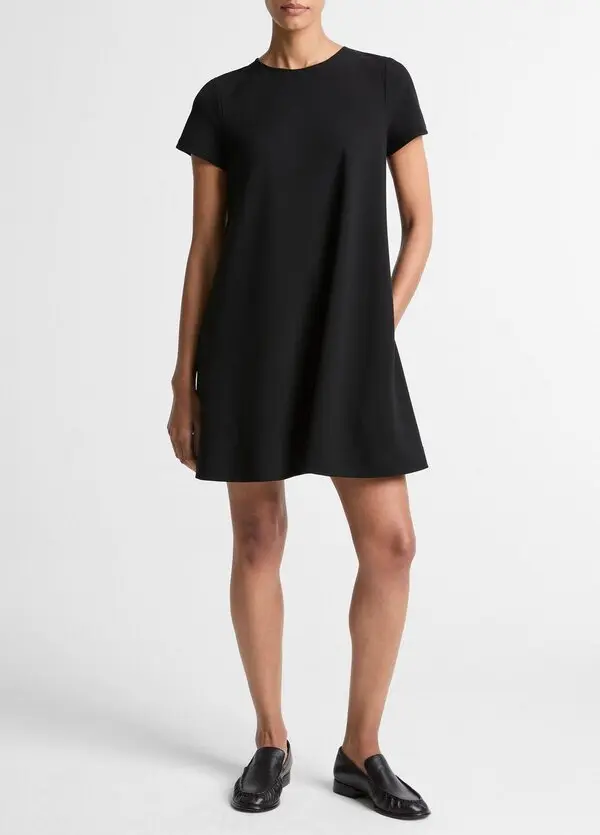 Vince Bias Cut Short Sleeve Dress - Black