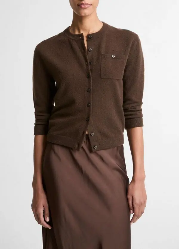 Vince Wool & Cashmere-blend Pocket Cardigan - Dark Bark