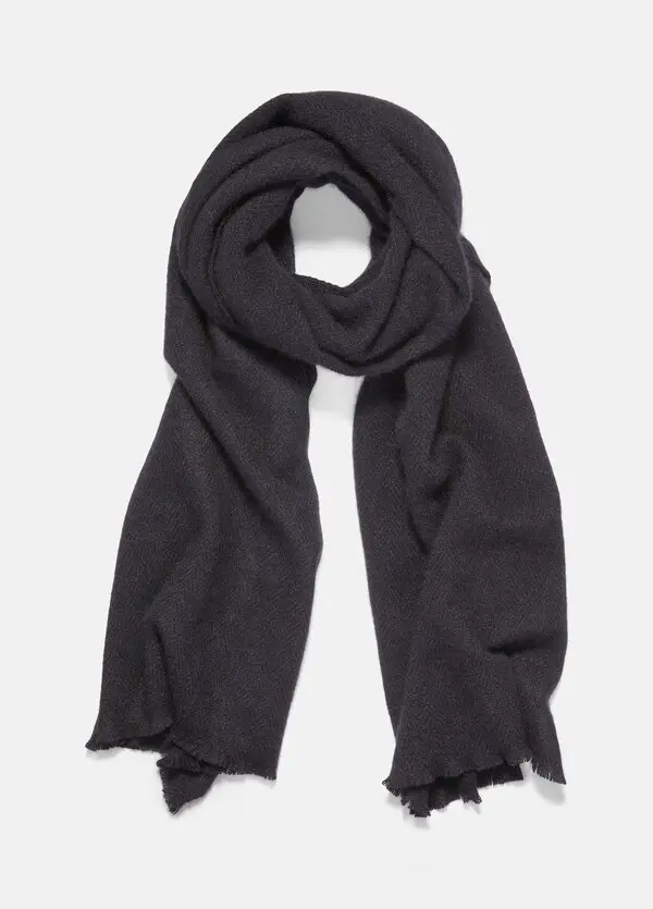 Vince Herringbone Cashmere Scarf - Black