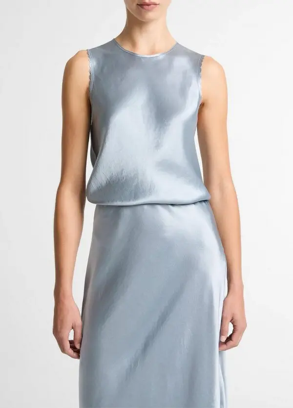 Vince Scallop-detail Satin Shell - Light Lagoon