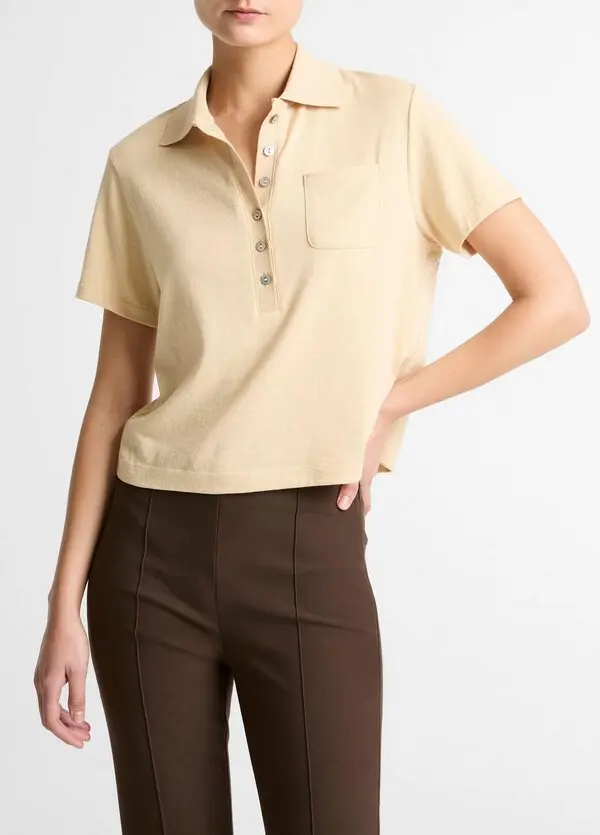 Vince Cropped Pocket Polo Shirt