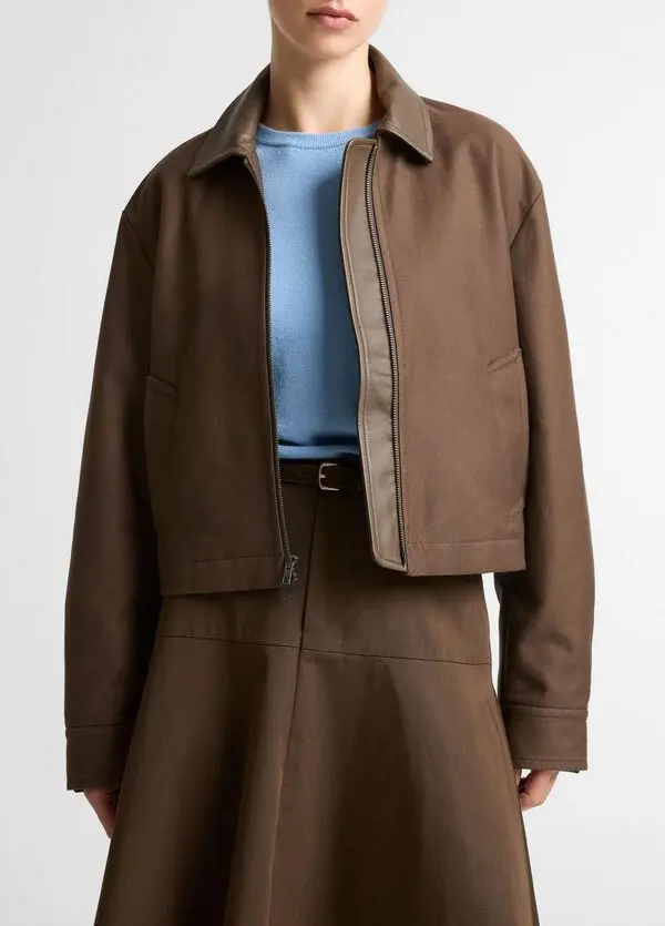 Vince Casual Cotton Twill Cropped Jacket - Willow