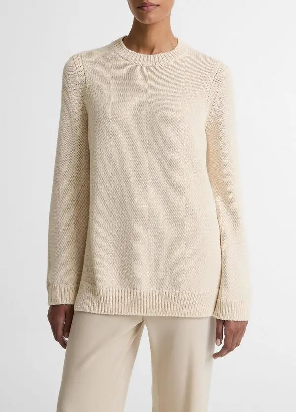 Vince Italian Cotton-blend Tunic Sweater - Bone