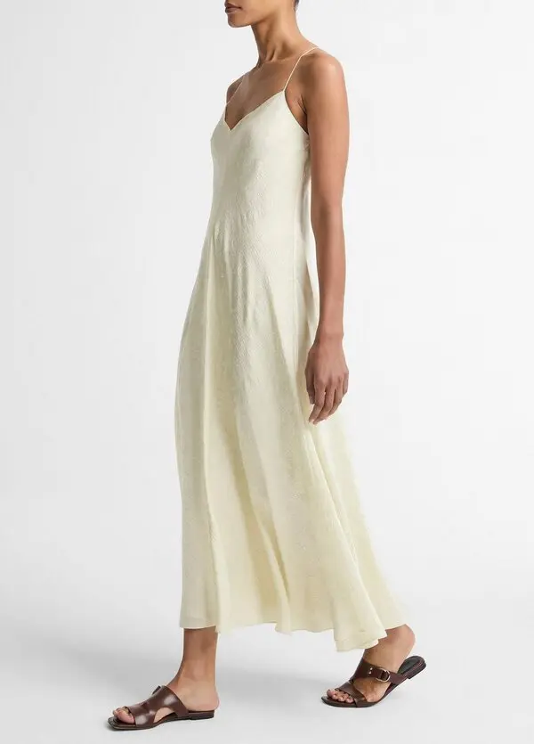 Vince Floral Jacquard Satin Slip Dress - Sun Ivory