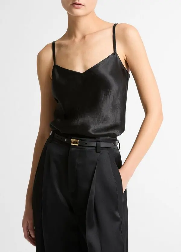 Vince Satin V-neck Camisole - Black