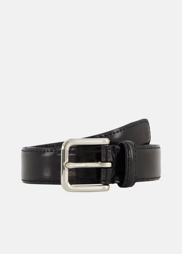 Vince Spazzolato Leather Belt - Black