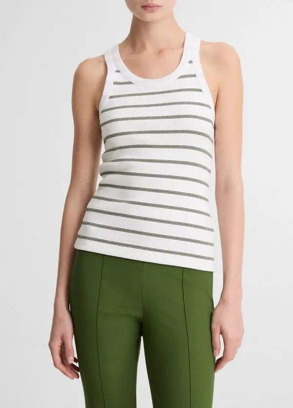 Vince Striped Ribbed Scoop Neck Tank Top