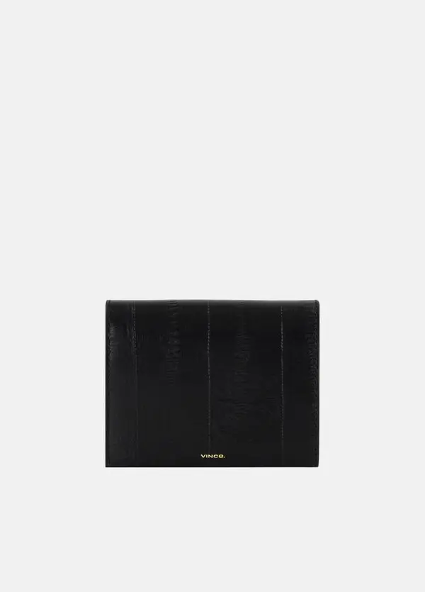 Vince Eel Leather Folio Card Case - Black