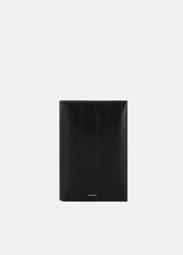 Vince Eel Leather Passport Case - Black