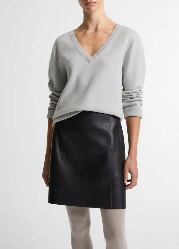 Vince Double-face Cotton-blend V-neck Sweater - Pale Tide