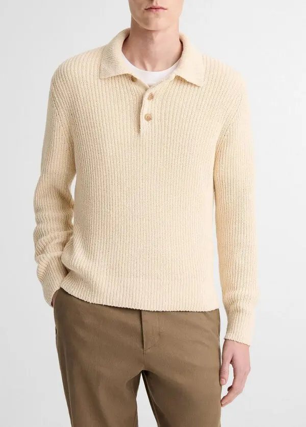 Vince Shaker Italian Cotton-blend Polo Sweater