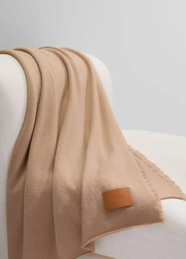 Vince Cashmere Reverse Jersey Throw - Camel