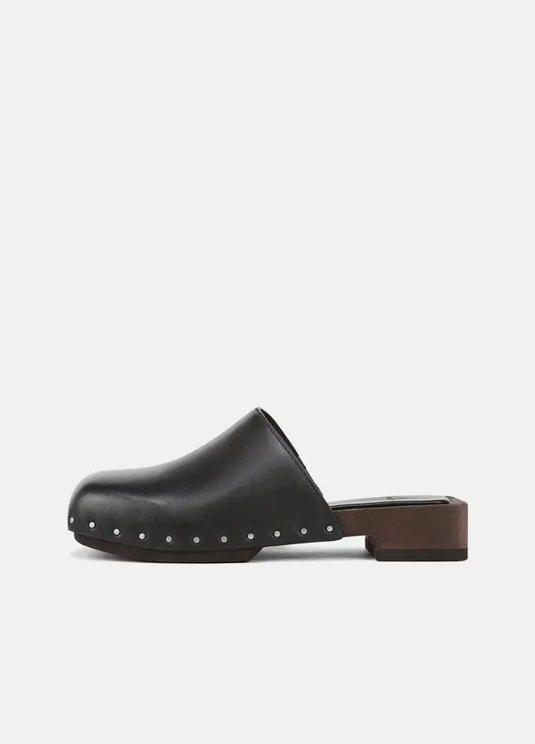 Vince Margarita Leather Clogs - Black