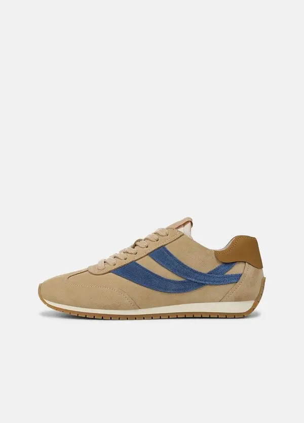 Vince Oasis Suede & Leather Runner Sneakers - Macademia/indigo