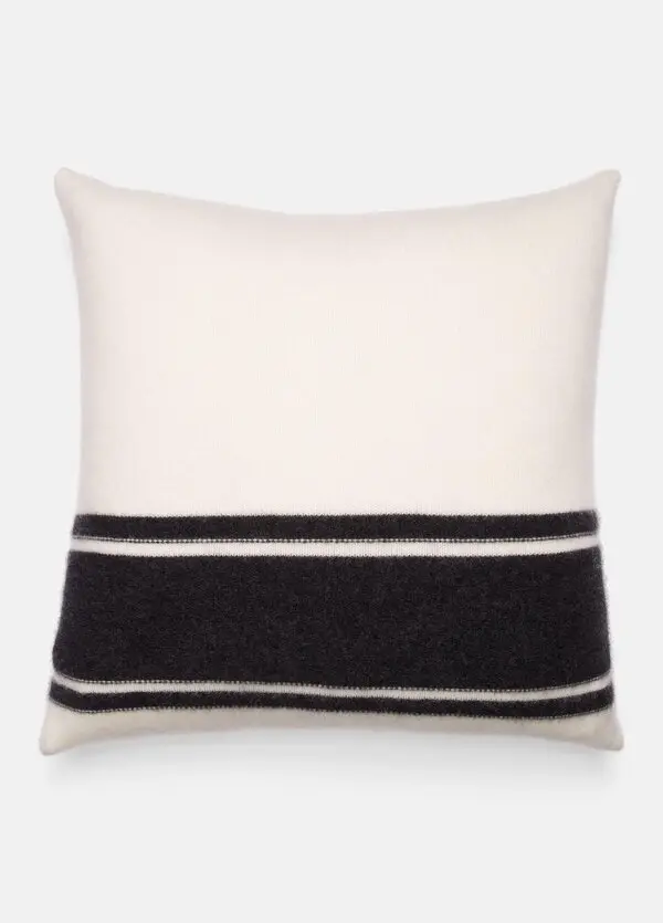 Vince Cashmere Jersey Stripe Pillow - Blanc