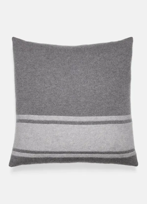 Vince Cashmere Jersey Stripe Pillow - Medium Heather Grey